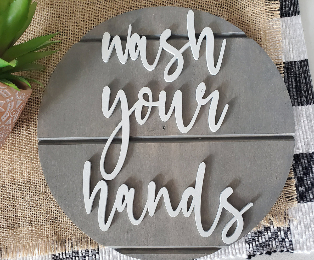 3D wash your hands, Bathroom Wood Sign, Farmhouse Bathroom Decor, Laun ...