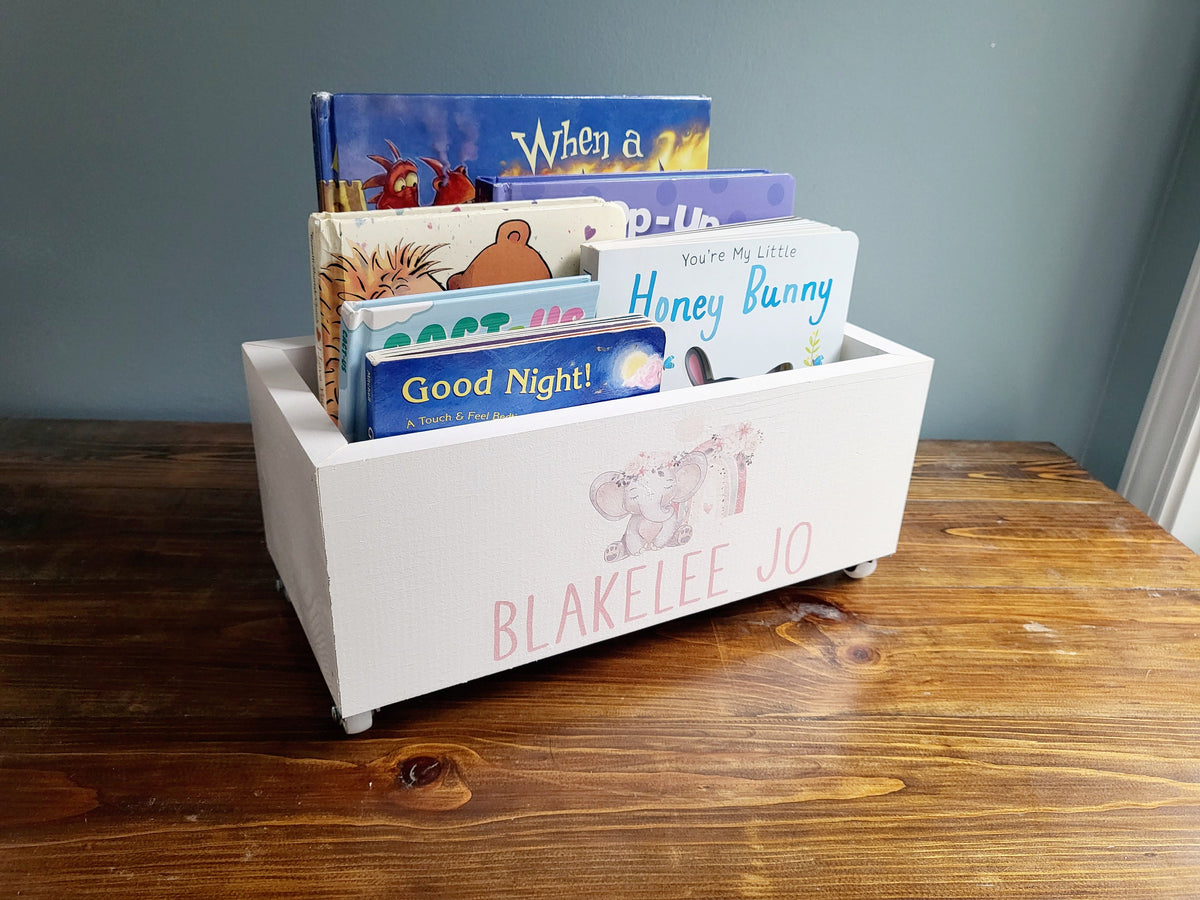 Kids library box, baby book box, book storage, nursery storage, baby g ...